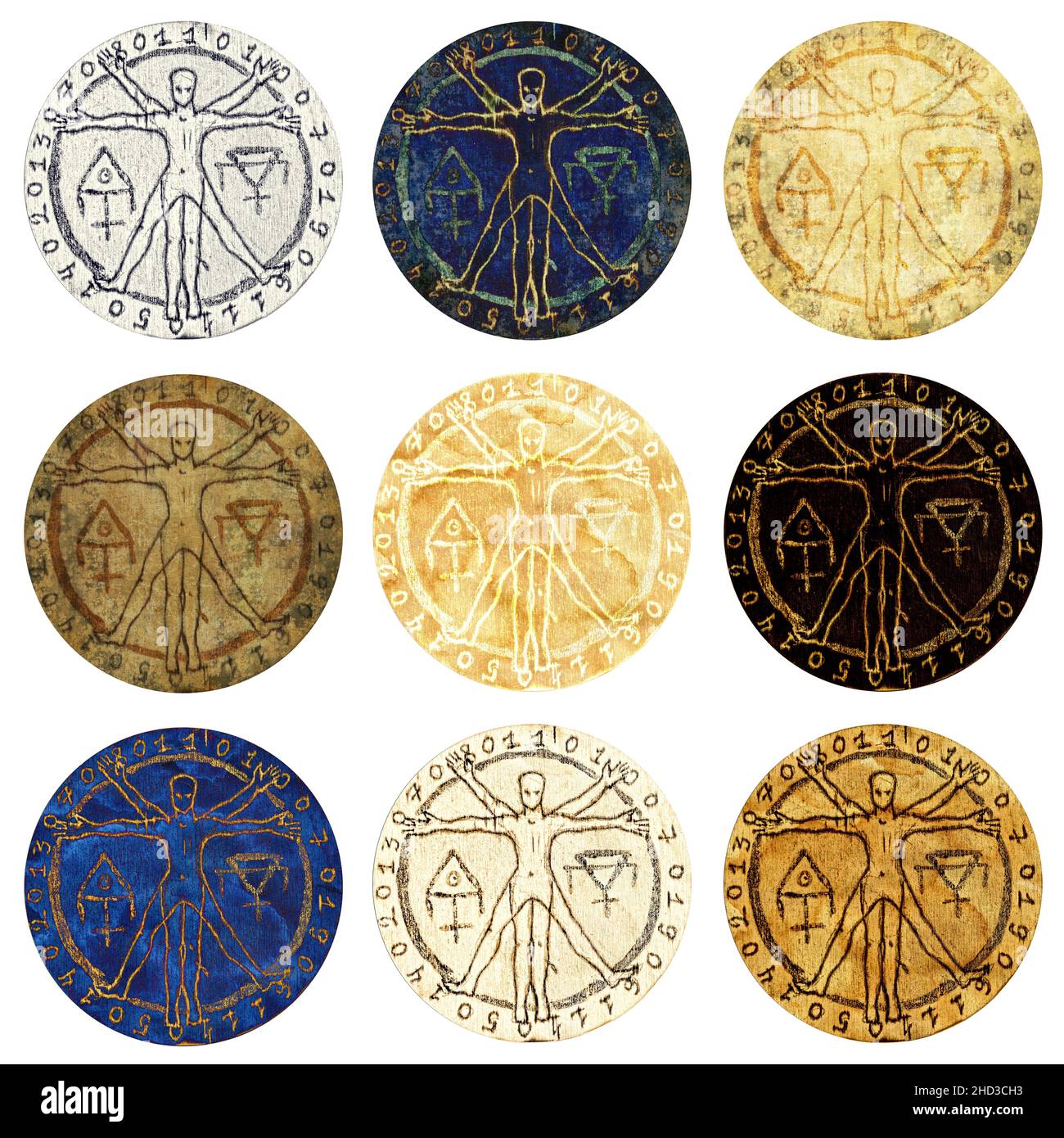 Design clip art set with magic seals, stamp or print with mysterious ...