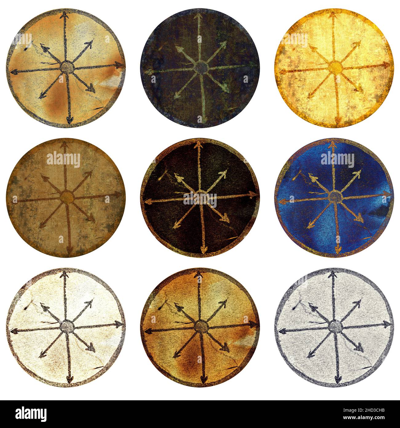 Design clip art set with magic seals, stamp or print with mysterious ...