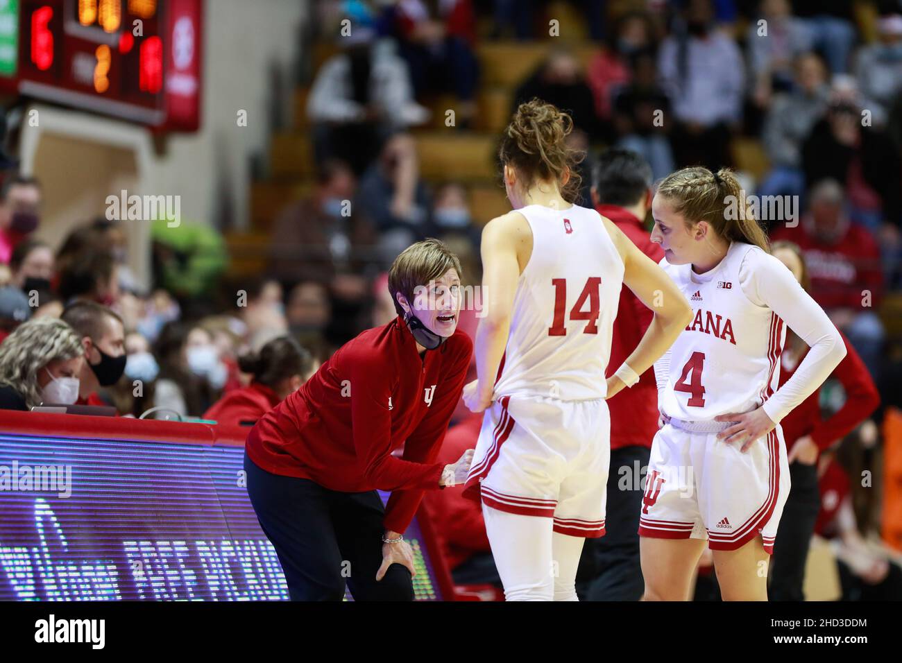 Indiana University women's basketball coach Teri Moren (L) coaches ...