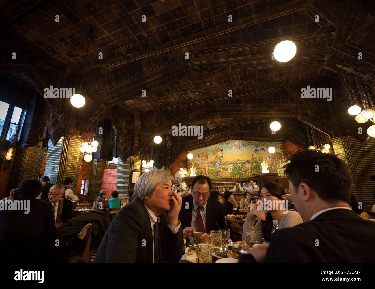 The interior of the Lion Beer Hall in Ginza, Tokyo, Japan Stock Photo ...