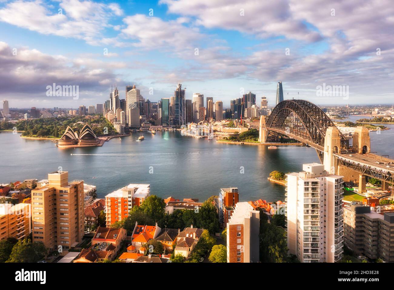 Sydney city CBD waterfront of Sydney Harbour at Circular quay near the ...