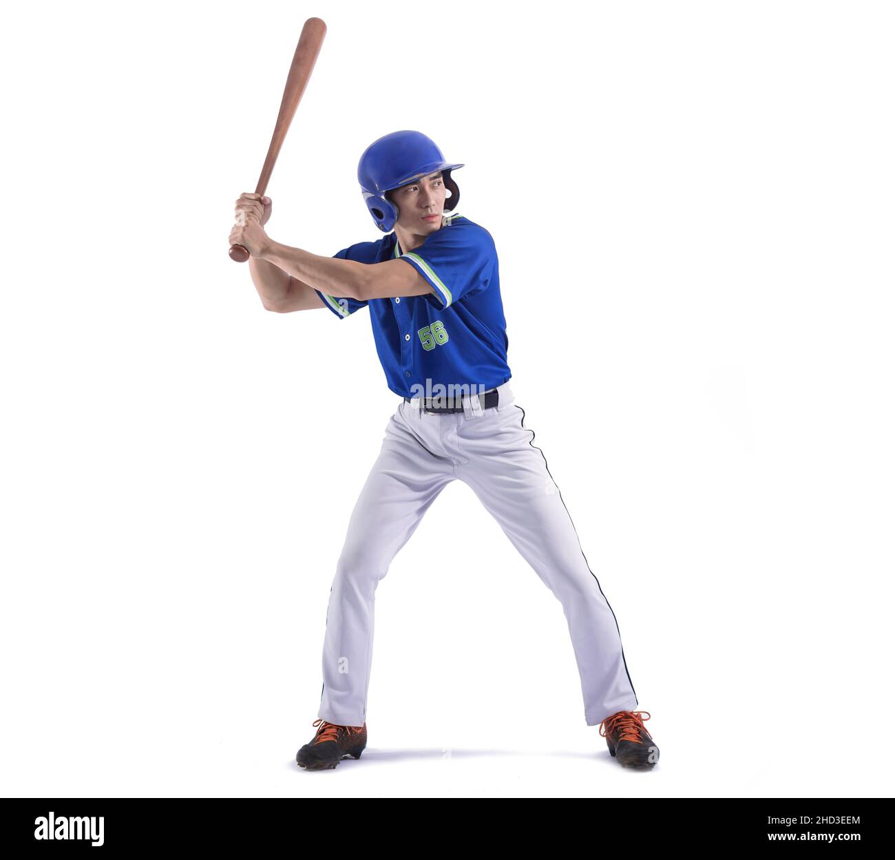 Baseball player in action and isolated on white backgtound Stock Photo ...