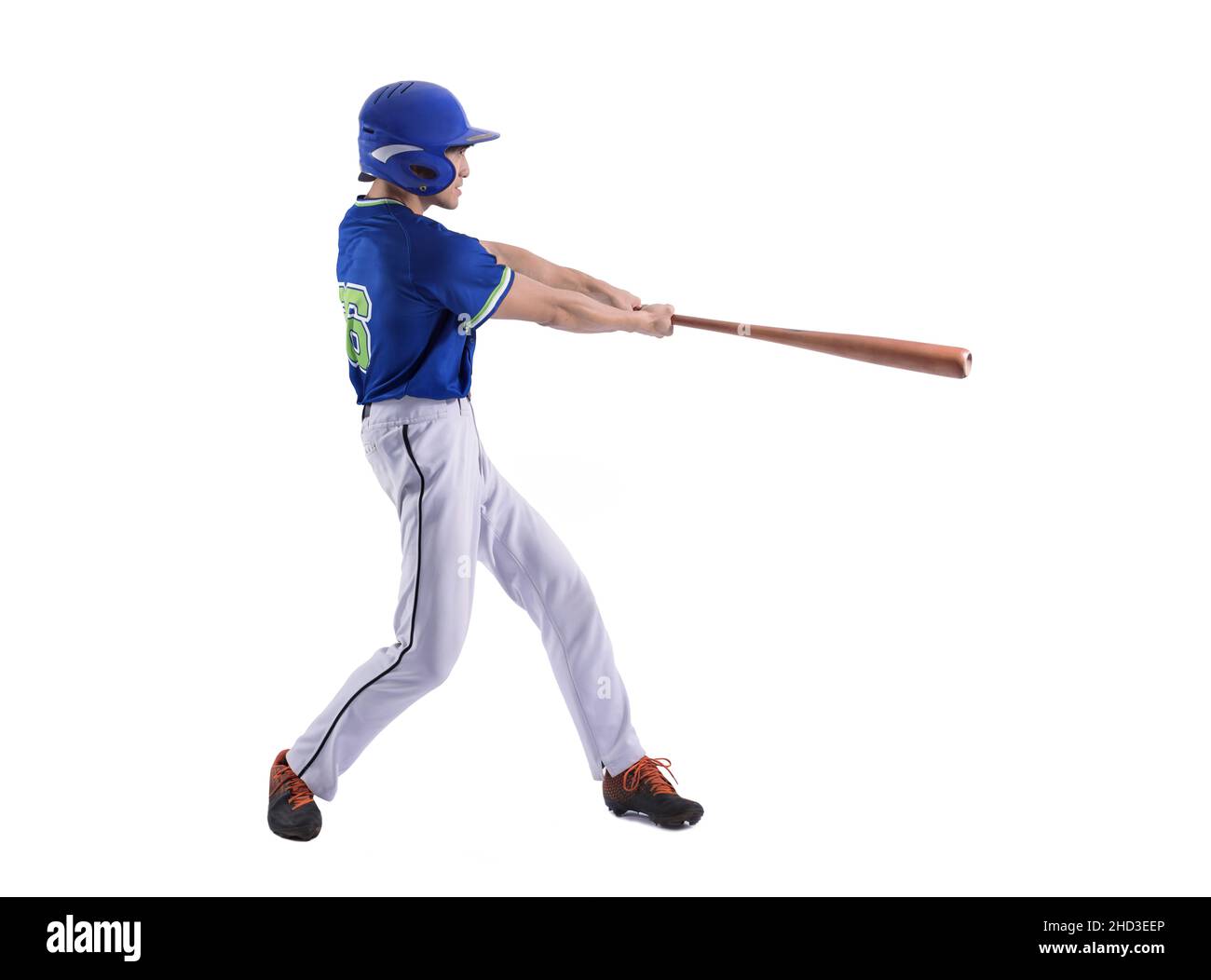 Baseball player in action and isolated on white Stock Photo - Alamy