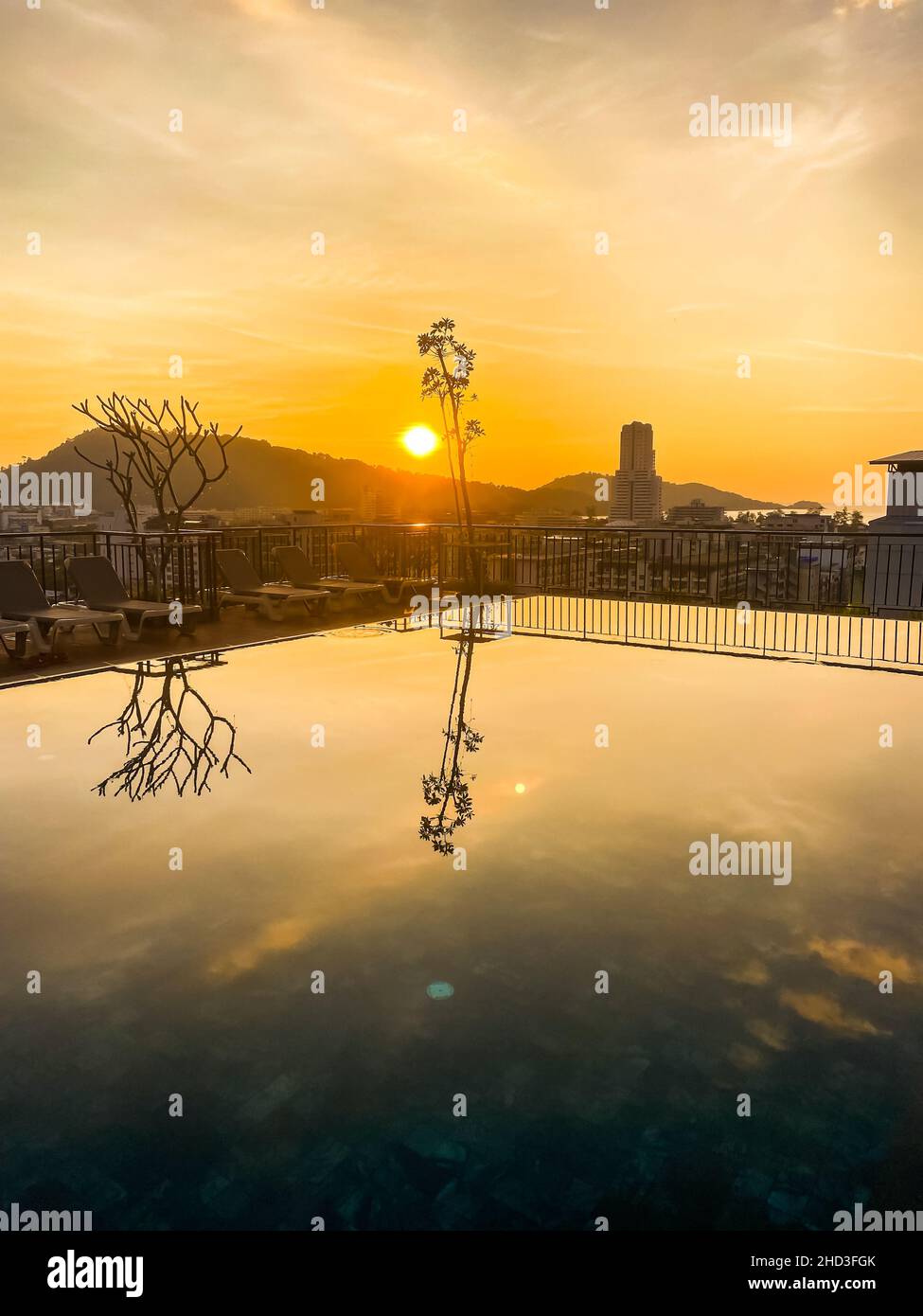 Sunset view in Patong beach in Phuket Province, Thailand Stock Photo ...