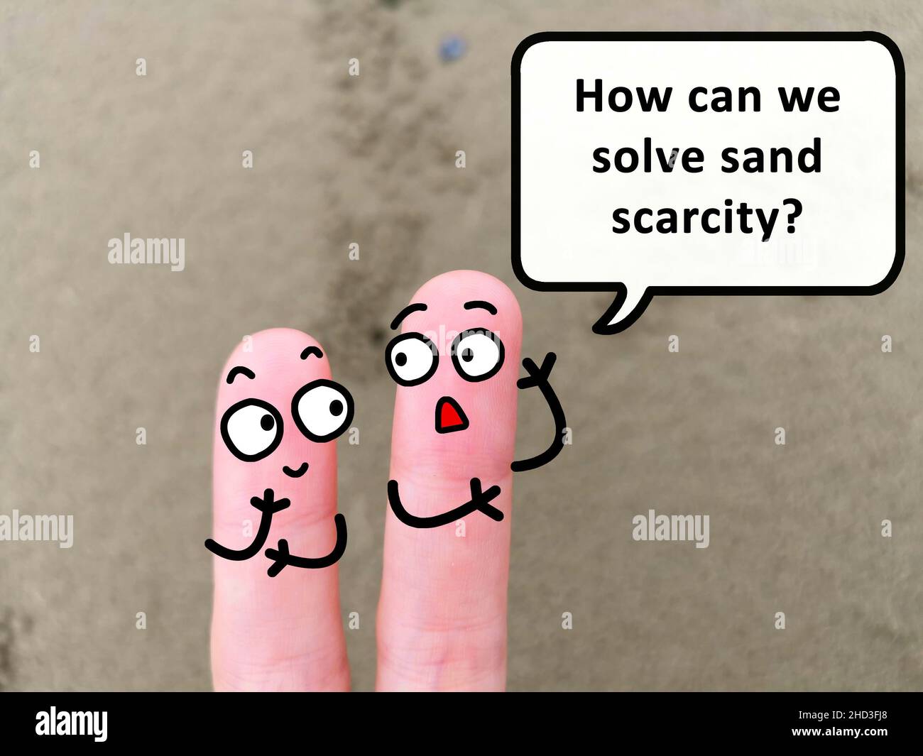 Two fingers are decorated as two person. One of them is asking another ...