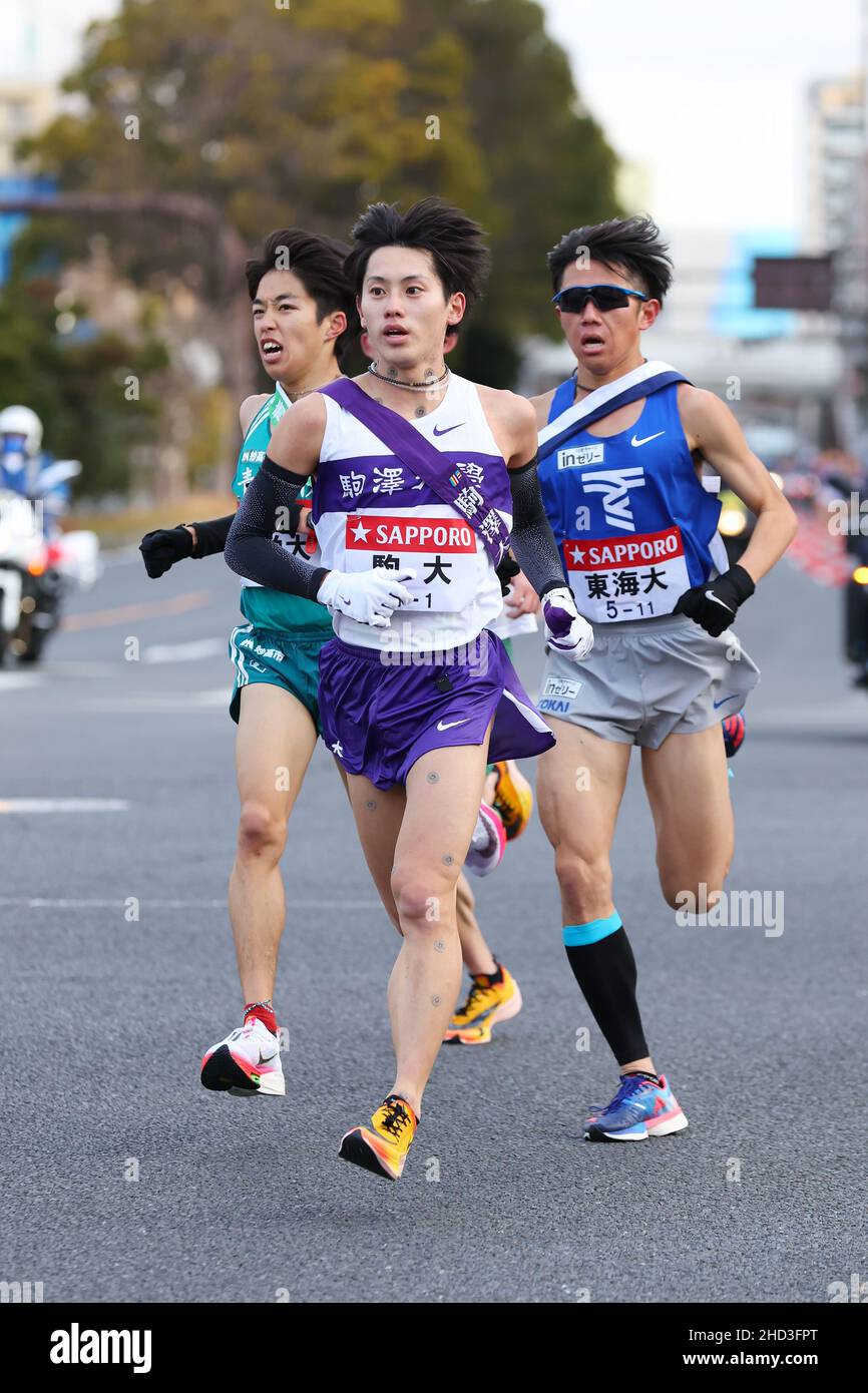 (L to R) Hayato Shiki (), Takumi Karasawa (), Tomoki Ichimura ...