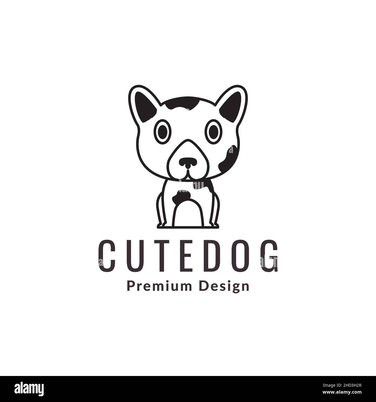 cartoon cute little puppy sit logo design vector graphic symbol icon ...