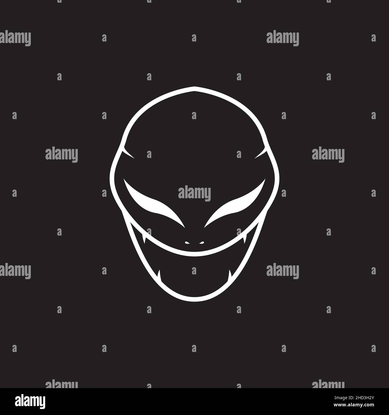 line simple face scare alien logo design vector graphic symbol icon ...