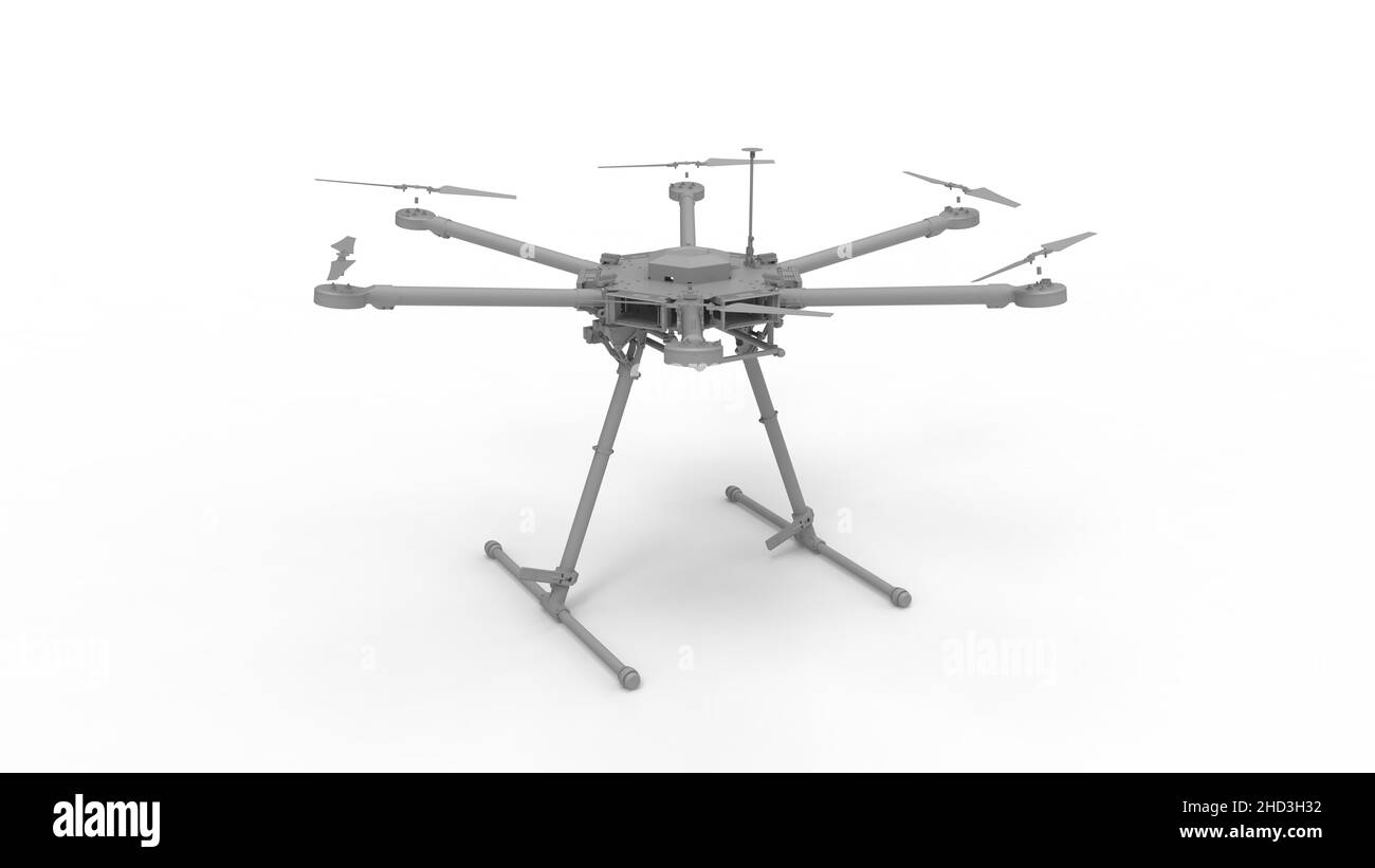 3D rendering of a computer model technology drone quadcopter isolated ...