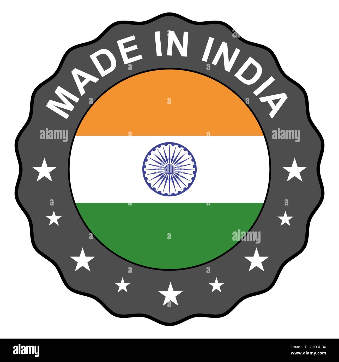 Made in India seal, product tag label sign, sticker quality stamp ...
