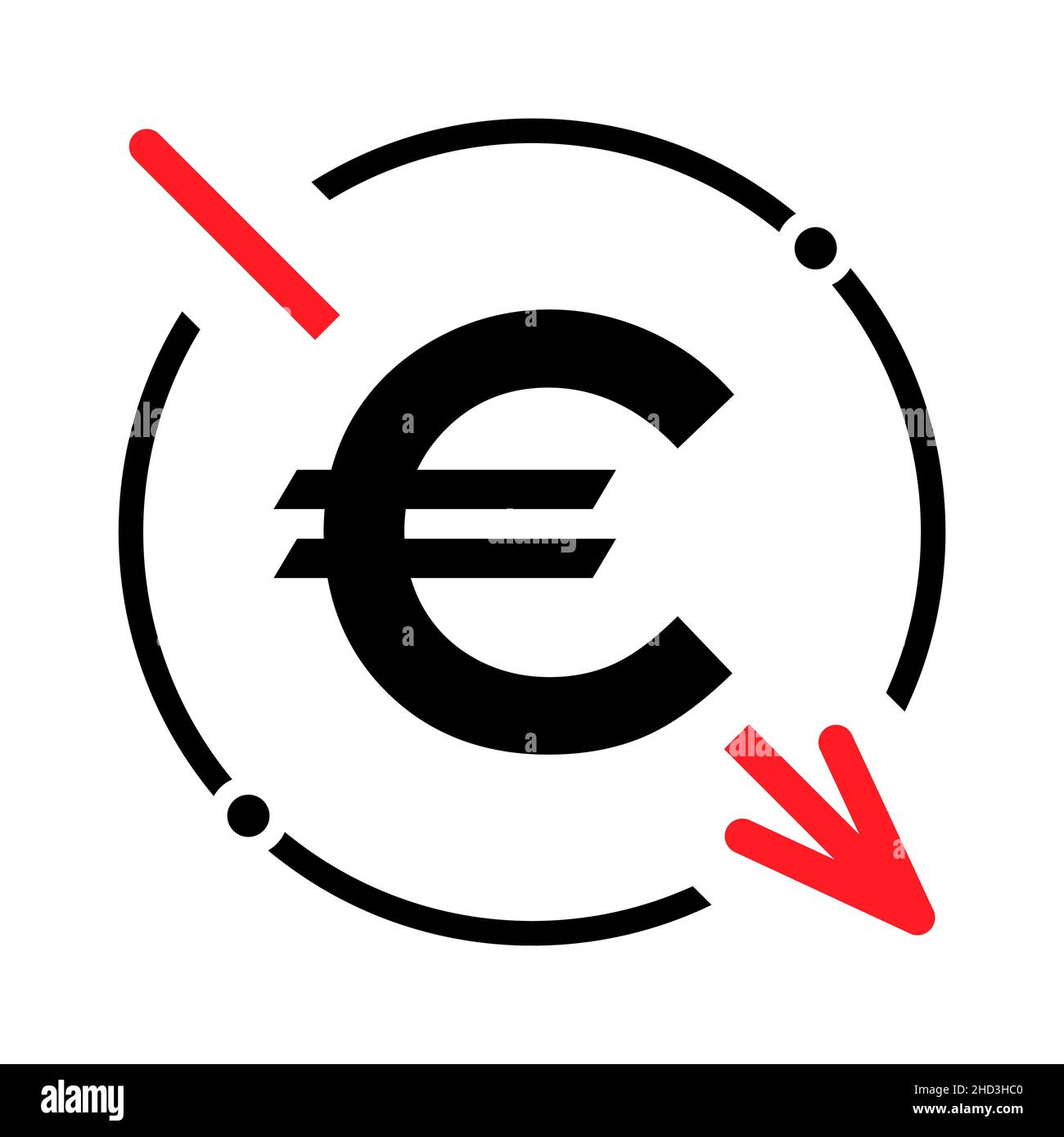 Cost reduction- decrease euro icon. Vector symbol isolated on background Stock Vector Image ...