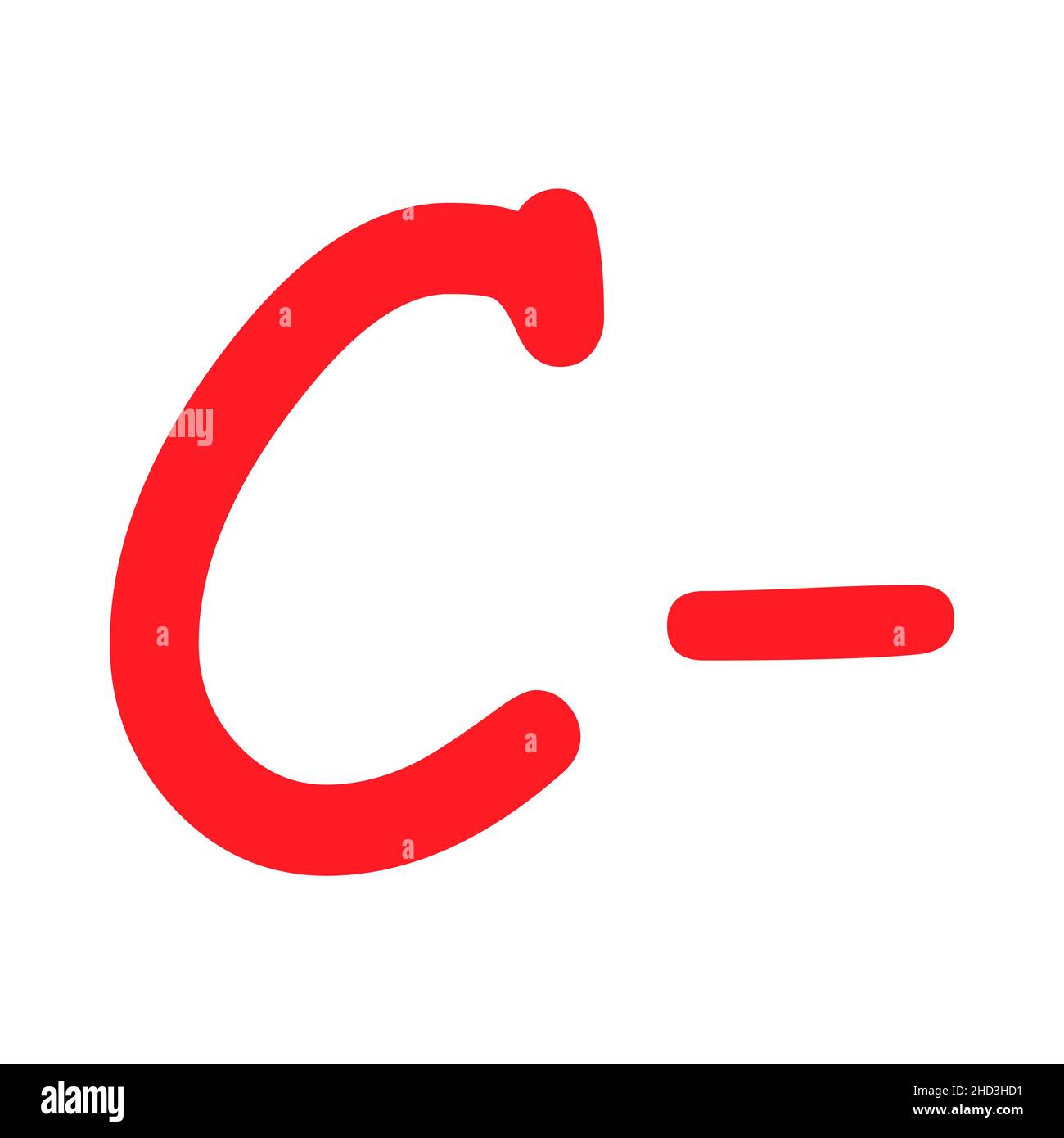 Grade result C minus. Hand drawn icon in red color. Test exam mark ...