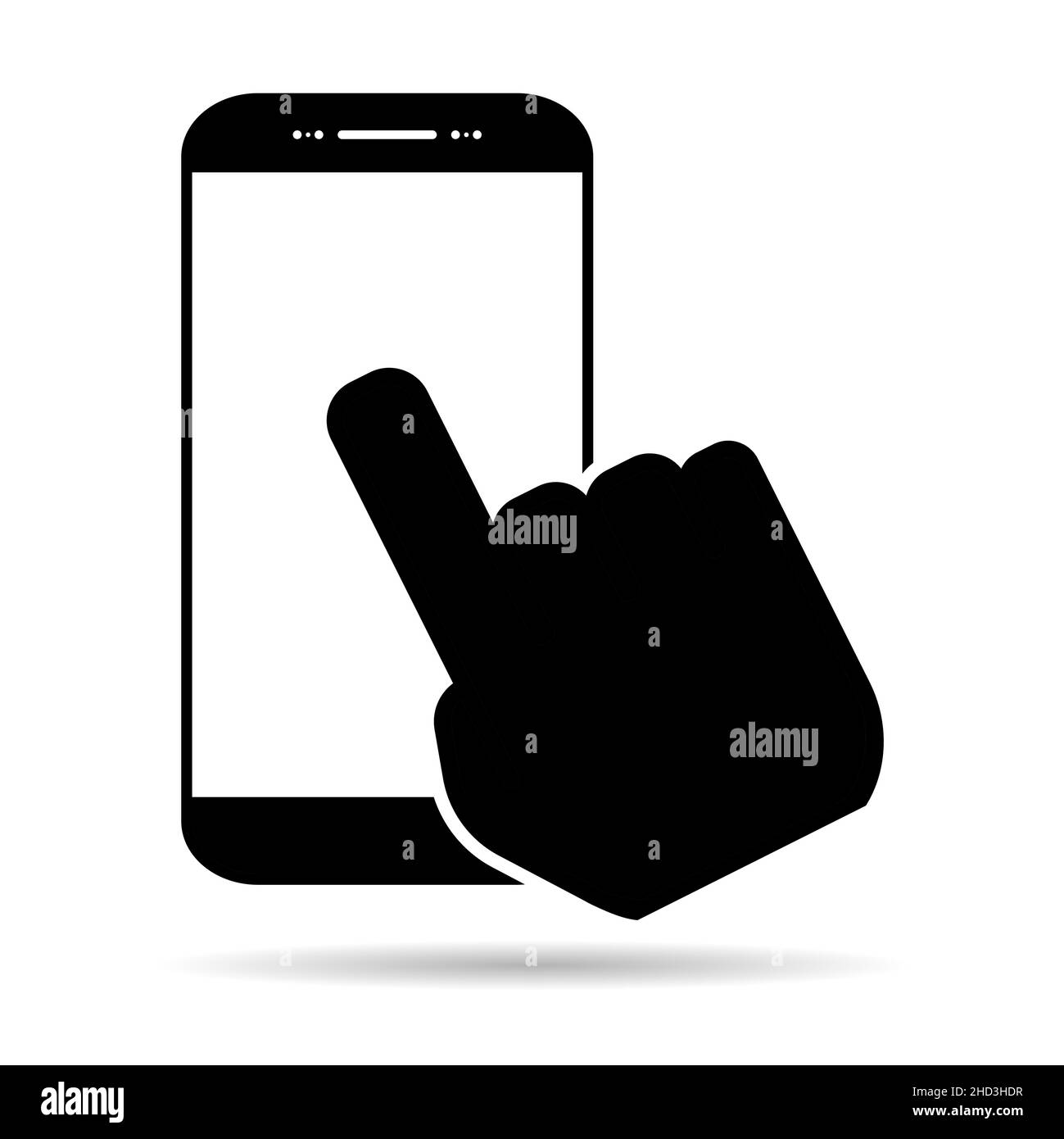 Touch screen with hand with shadow - finger, cursor flat technology ...