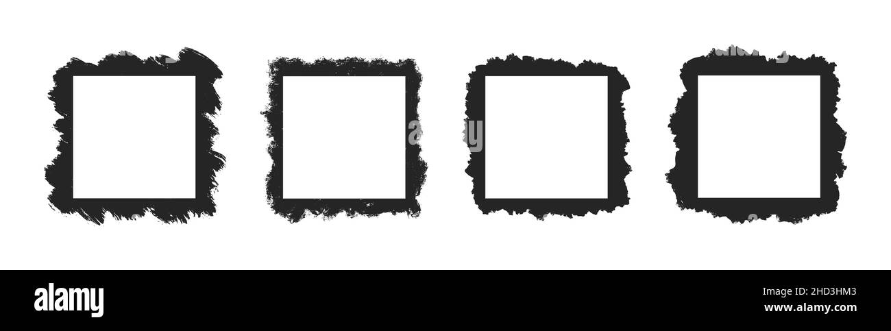 Grunge stencil square frames with brush painted frame. Template with ...