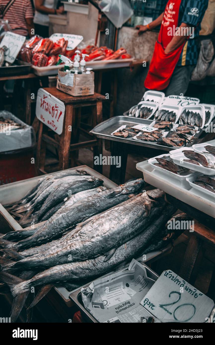 Maeklong Train Market, Talad Rom Hub, Ratchaburi, Thailand Stock Photo ...