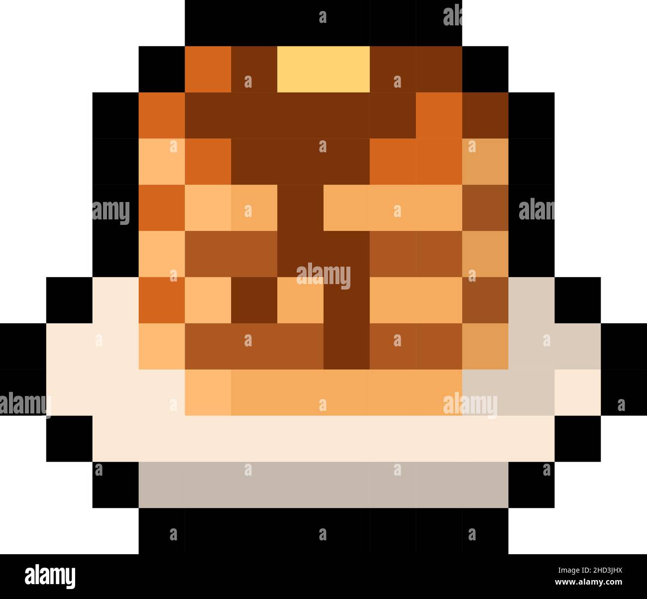 Stack of pixel 8 bit pancakes with butter and syrup - isolated, vector ...
