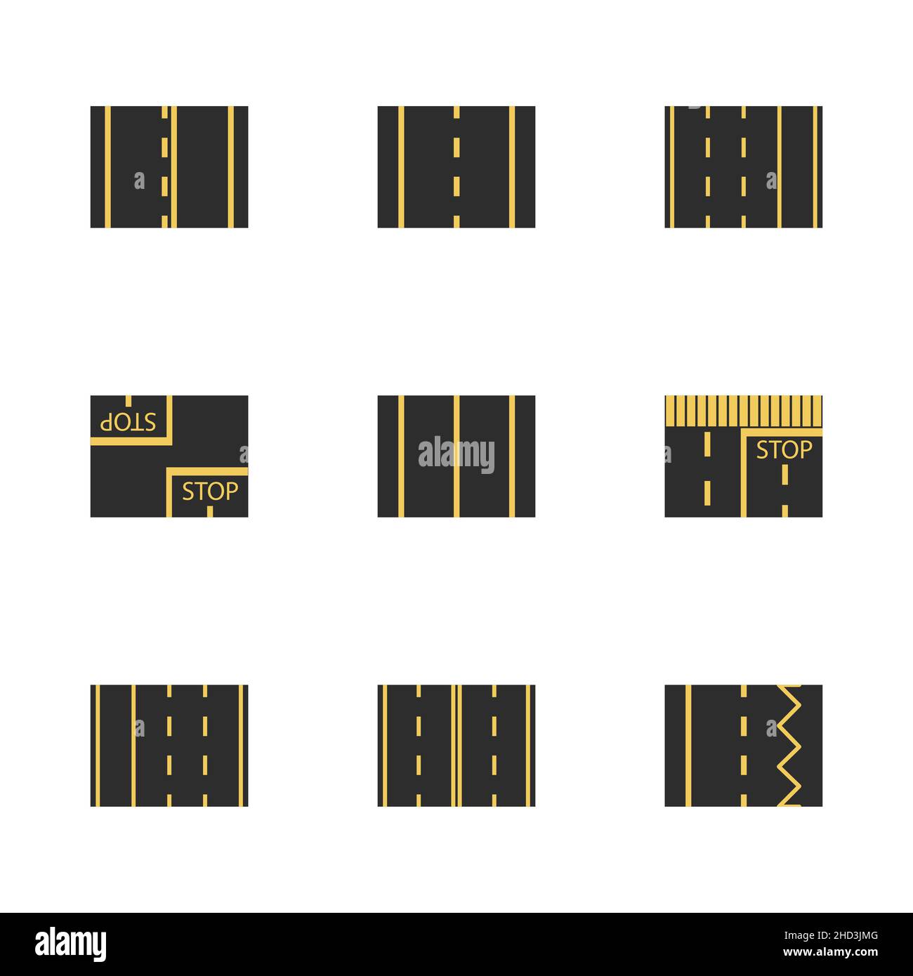 Fragment of a roadbed with markings. Flat style, vector illustration ...