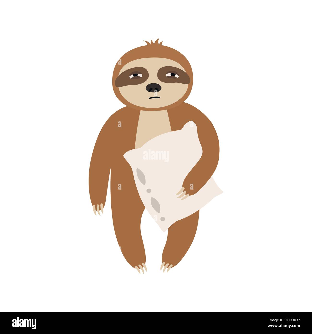 Sleepy sloth with a pillow. Vector illustration isolated Stock Vector ...