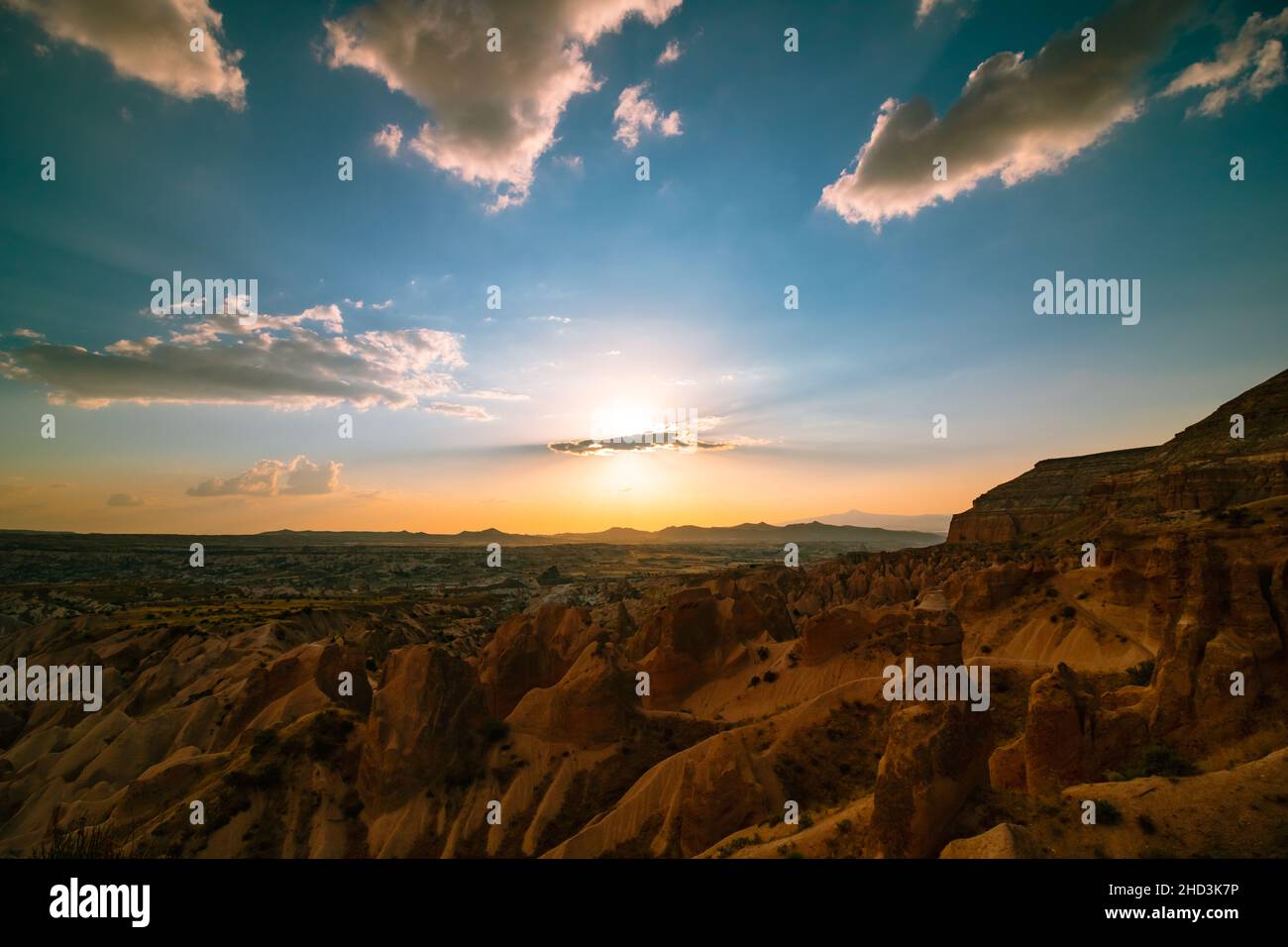 Cappadocia. Sunset view in Cappadocia from Kizilcukur Valley. Cloudy ...
