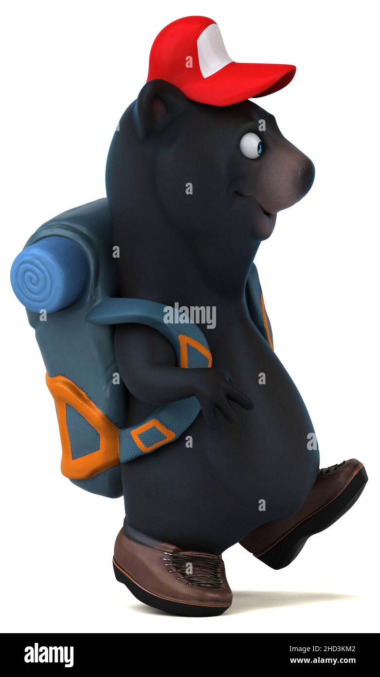 Fun 3D bear backpacker cartoon character Stock Photo - Alamy