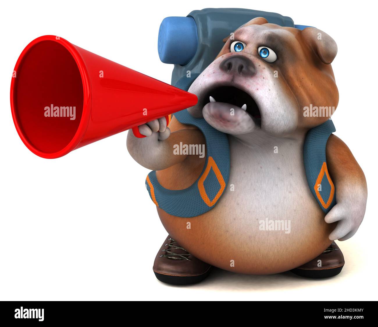 Fun backpacker bulldog cartoon character Stock Photo - Alamy