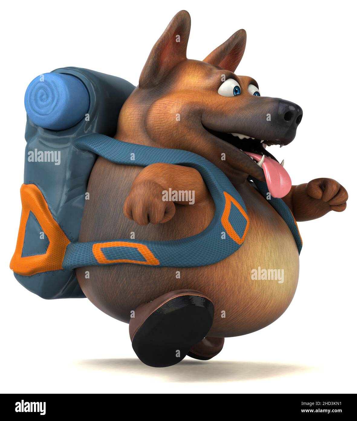 Fun backpacker german shepherd dog cartoon character Stock Photo - Alamy