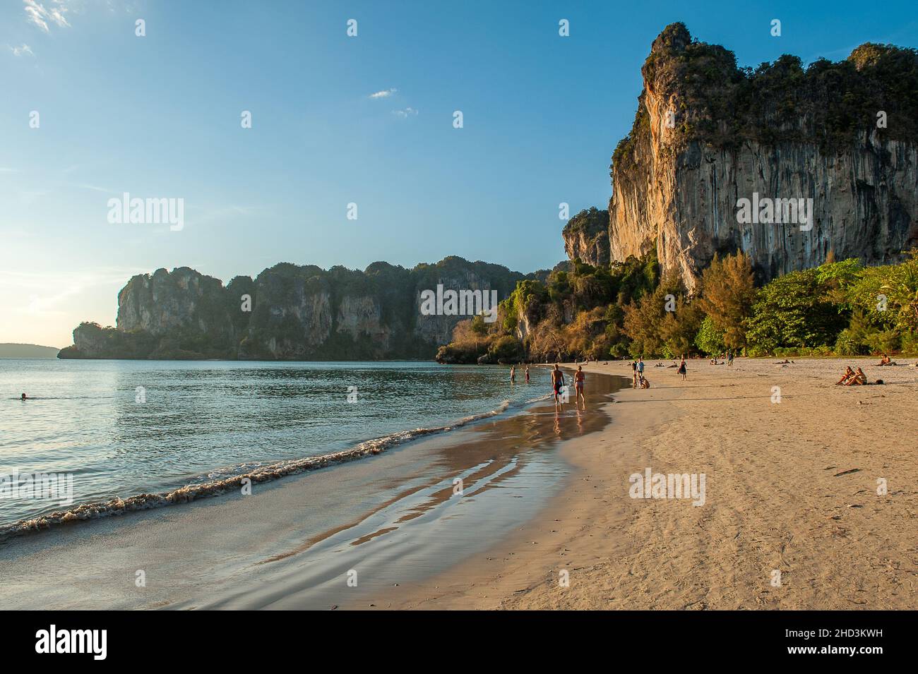 Railay Beach West at sunset. This is one of the most famous beaches in ...