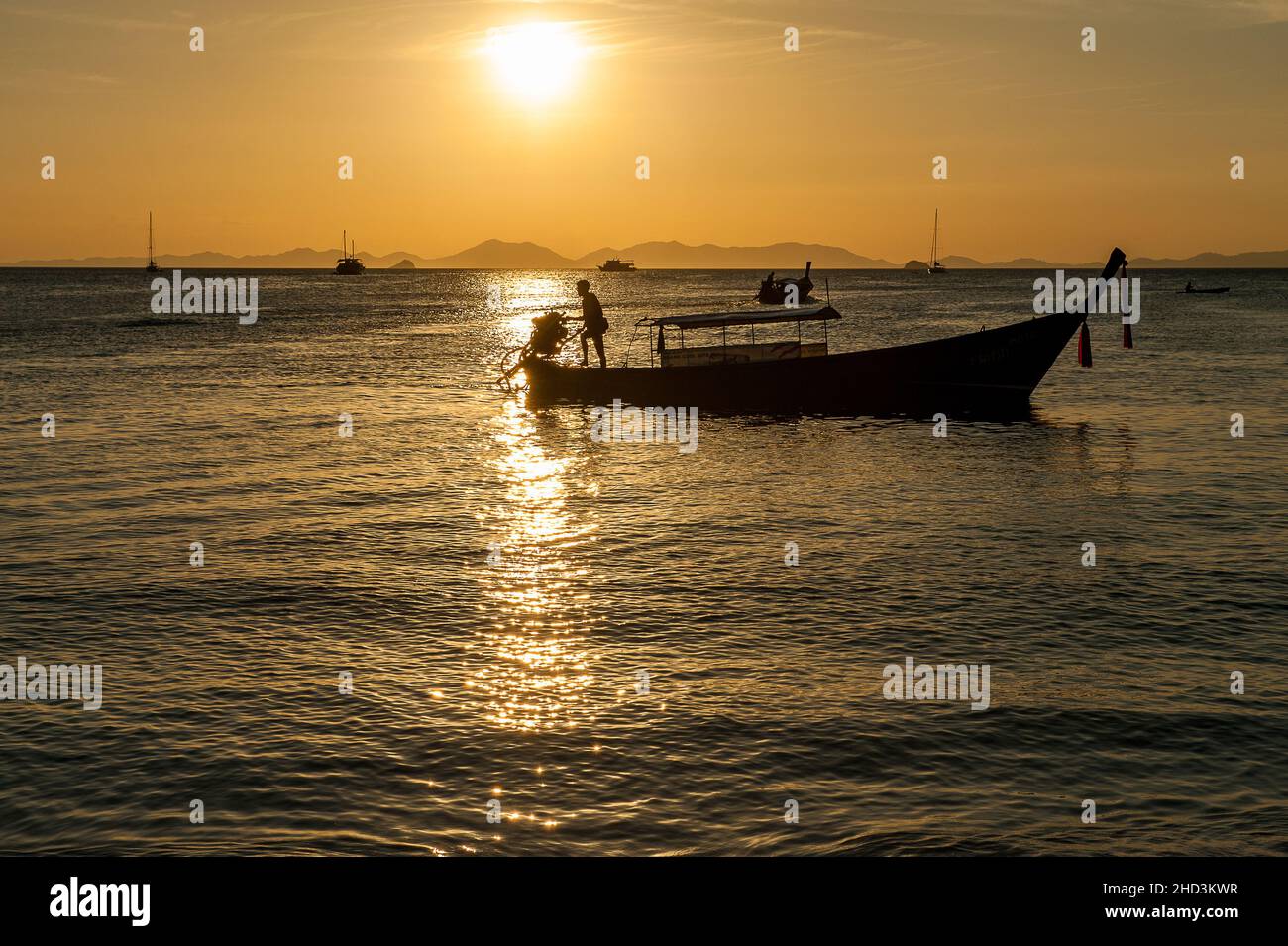 Railay Beach West at sunset. This is one of the most famous beaches in ...