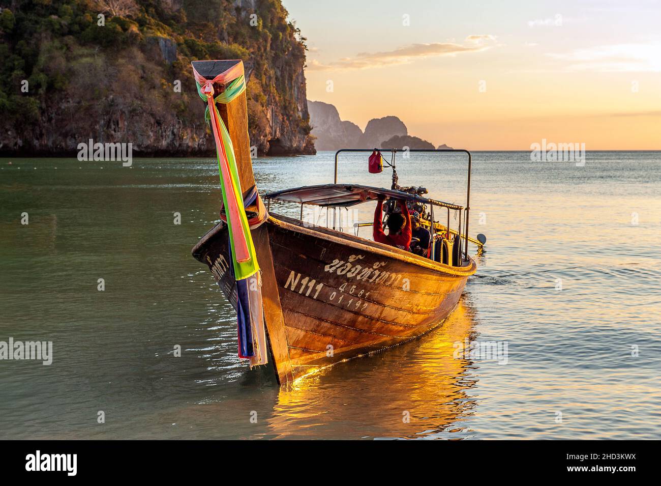 Railay Beach West at sunset. This is one of the most famous beaches in ...