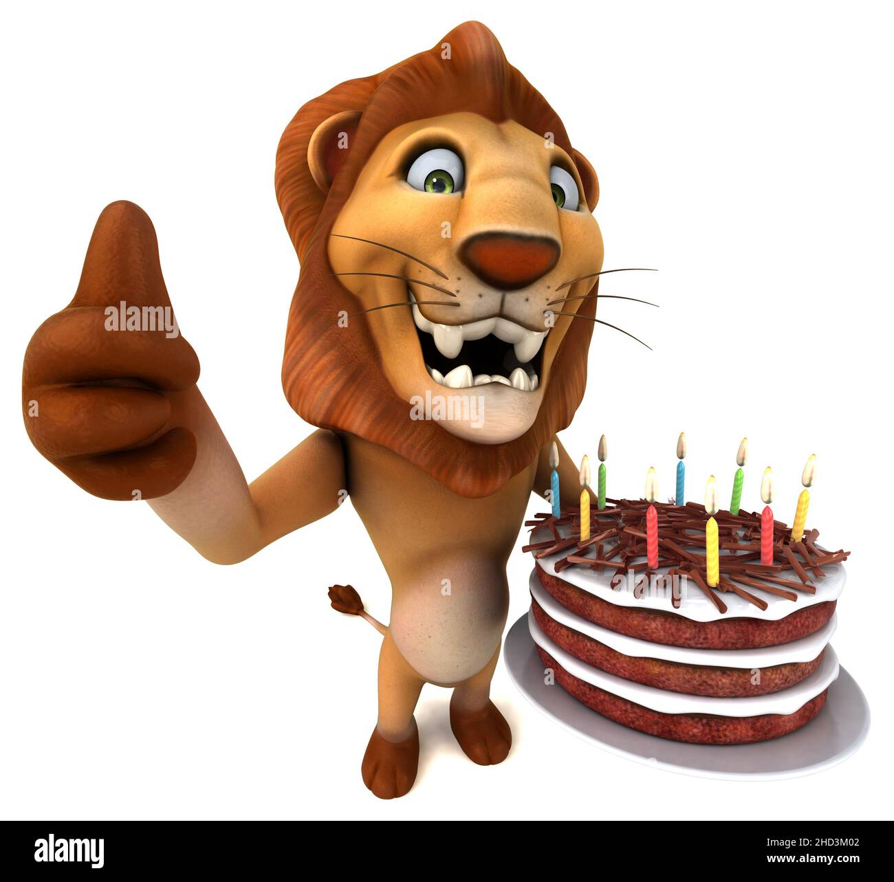 Fun lion - 3D Illustration Stock Photo - Alamy