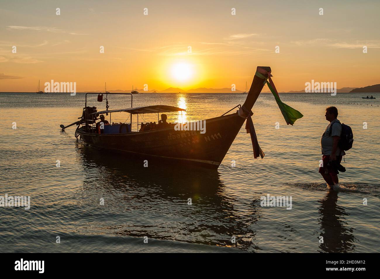 Railay Beach West at sunset. This is one of the most famous beaches in ...