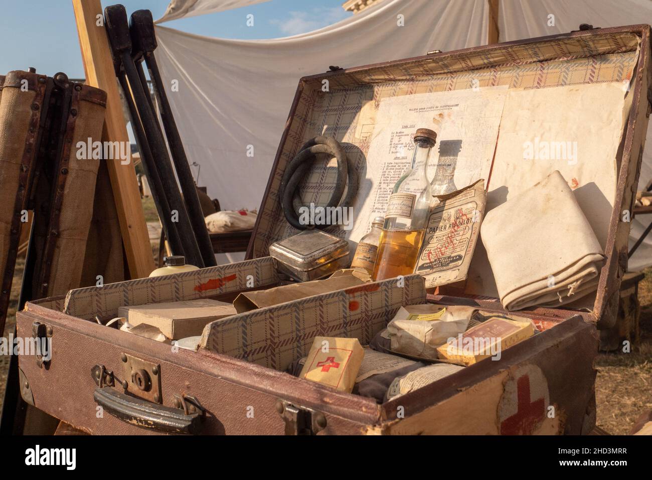 a Medical devices from World War II during historical reconstruction ...