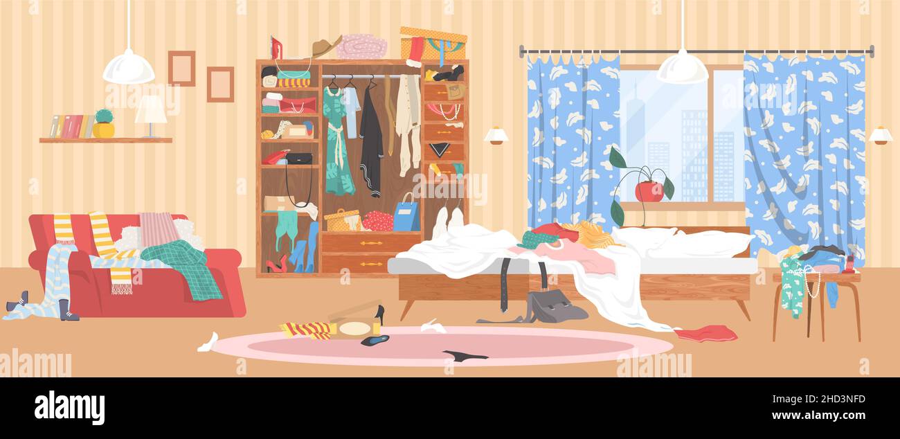 Unorganized bedroom Stock Vector Images - Alamy