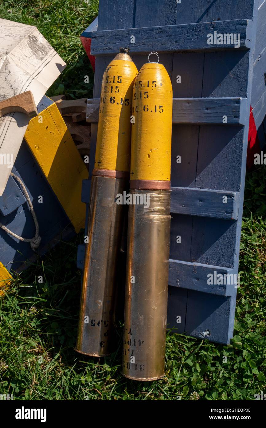 Old military shells closeup. Weapons of world war II Stock Photo - Alamy