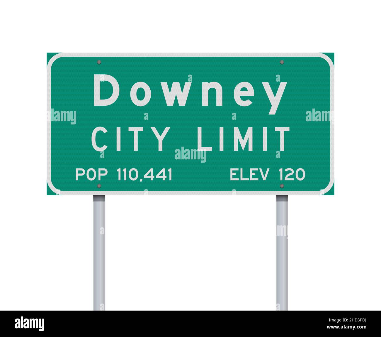 Vector illustration of the Downey City Limit green road sign on ...
