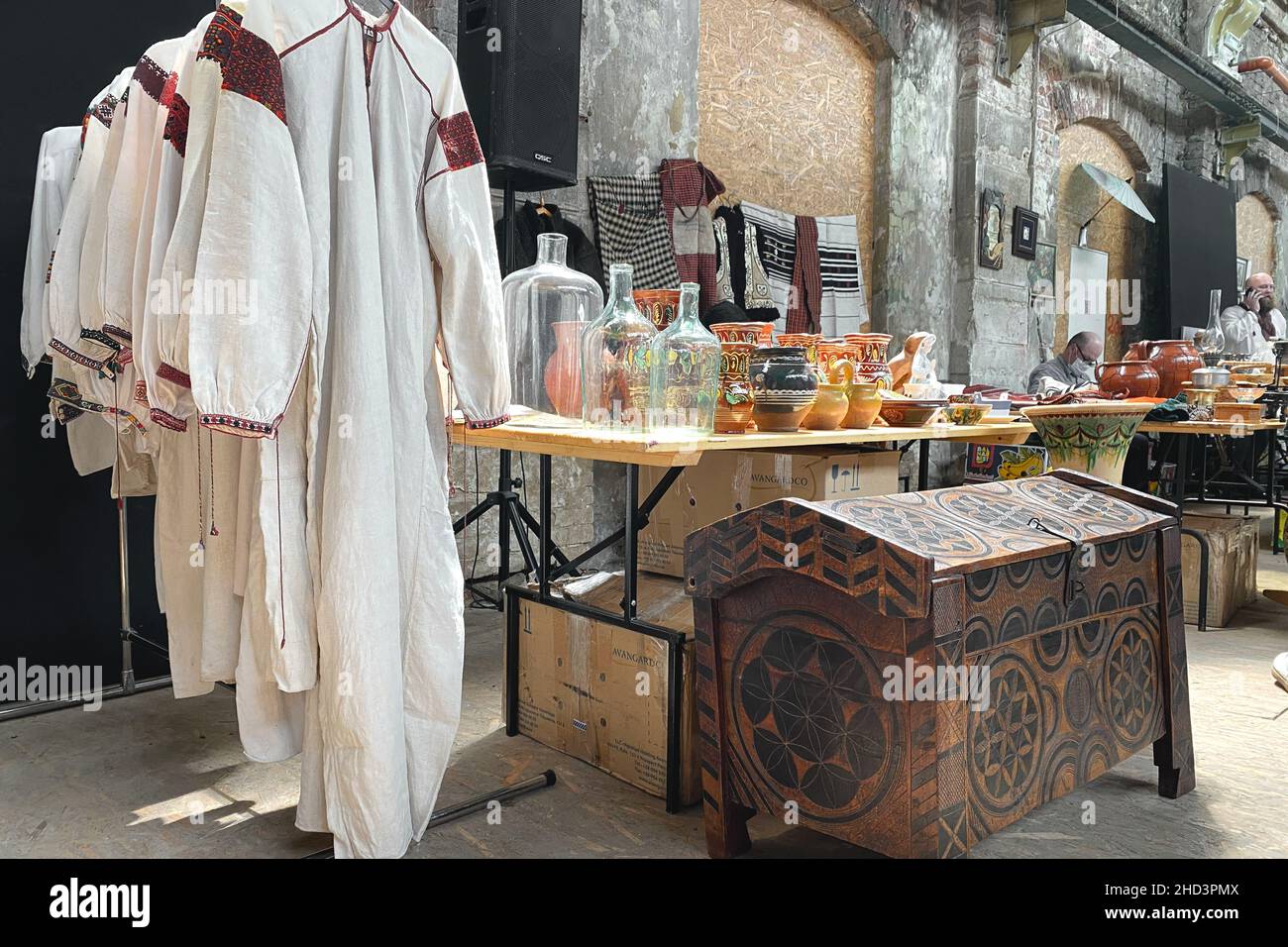 Lviv, Ukraine - May 16, 2021: Garage sale in town hall, Tlum and Kram ...
