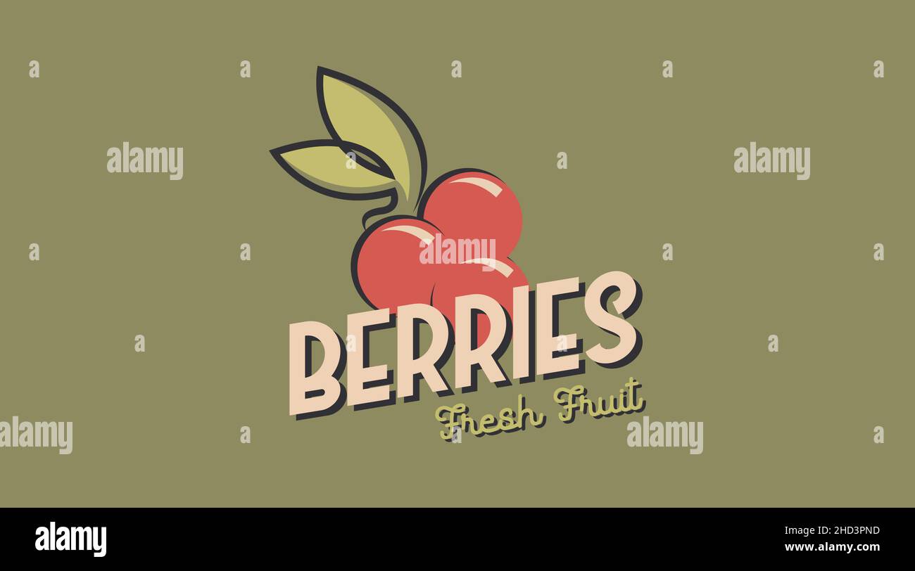 Fresh Berries Logo Design Concept in Retro Style Stock Vector Image ...