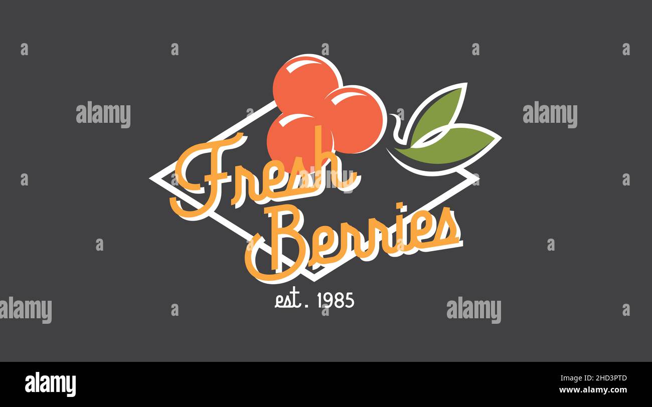Fresh Berries Logo Design Concept in Retro Style Stock Vector Image ...