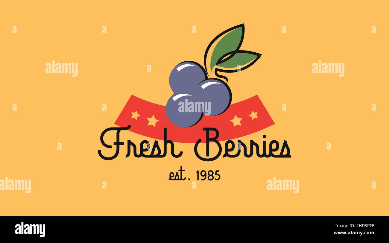 Fresh Berries Logo Design Concept in Retro Style Stock Vector Image ...