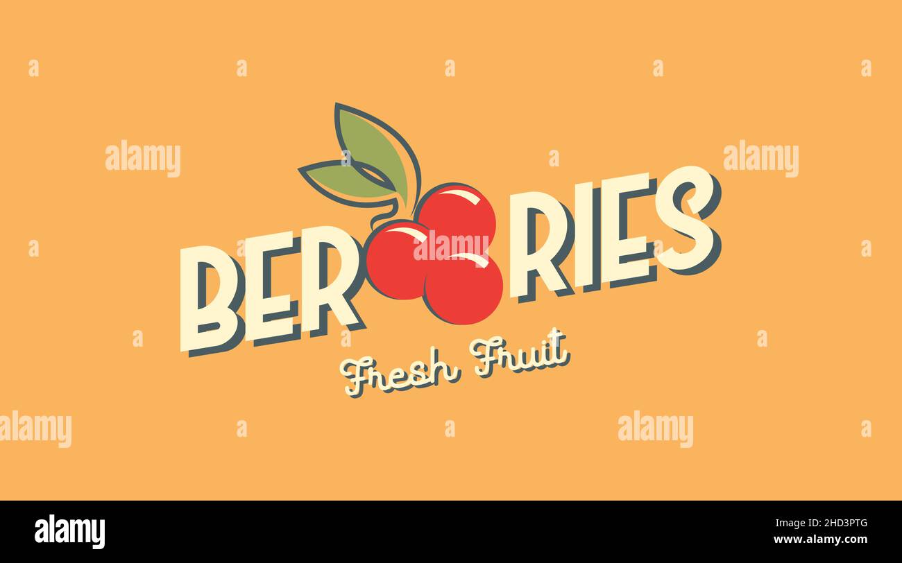 Fresh Berries Logo Design Concept in Retro Style Stock Vector Image ...
