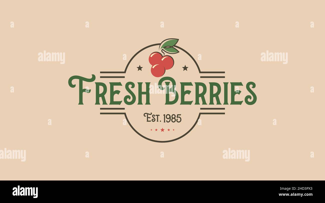 Fresh Berries Logo Design Concept in Retro Style Stock Vector Image ...