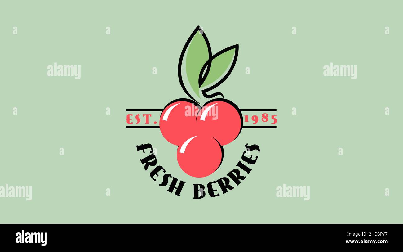 Fresh Berries Logo Design Concept in Retro Style Stock Vector Image ...