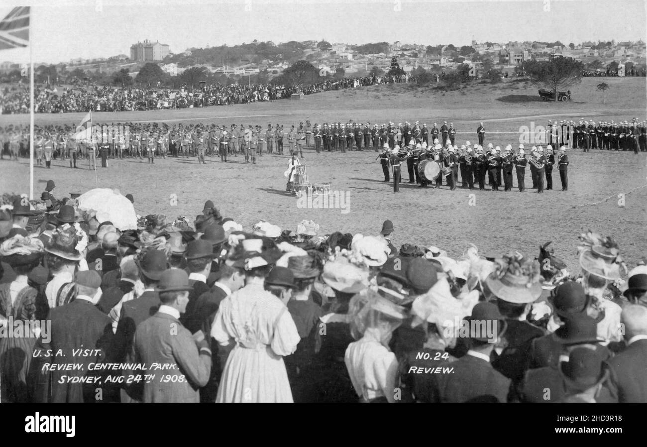 August 24th 1908, Centennial Park, Sydney, Australia: A military review ...