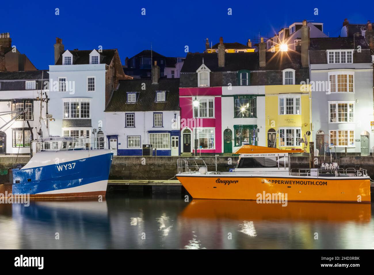 England, Dorset, Weymouth, Weymouth Harbour at Night Stock Photo - Alamy
