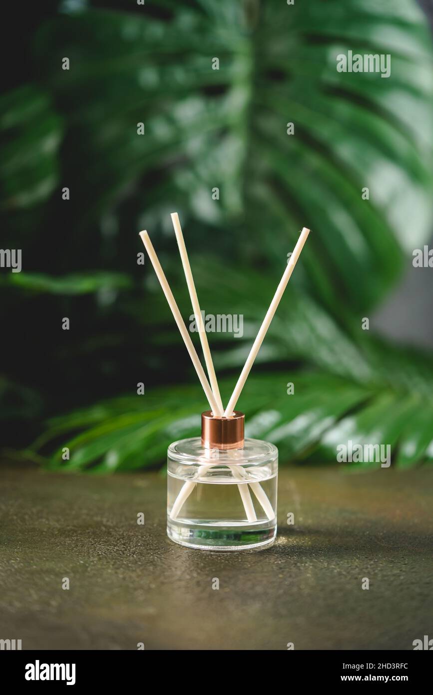 Aroma reed diffuser, home fragrance bottle with rattan sticks and smell ...