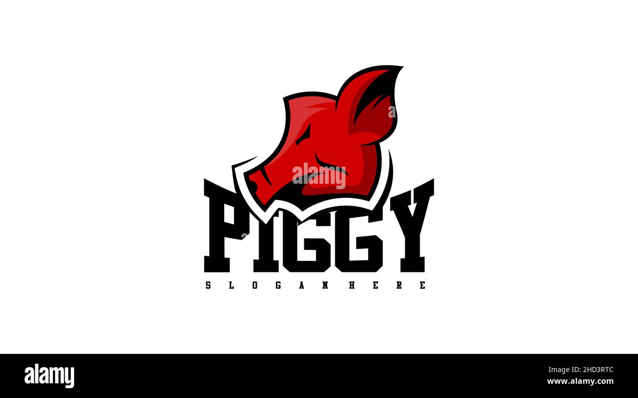 Hog Logo Design Concept Vector. Pig Logo Template in Retro Style Stock ...