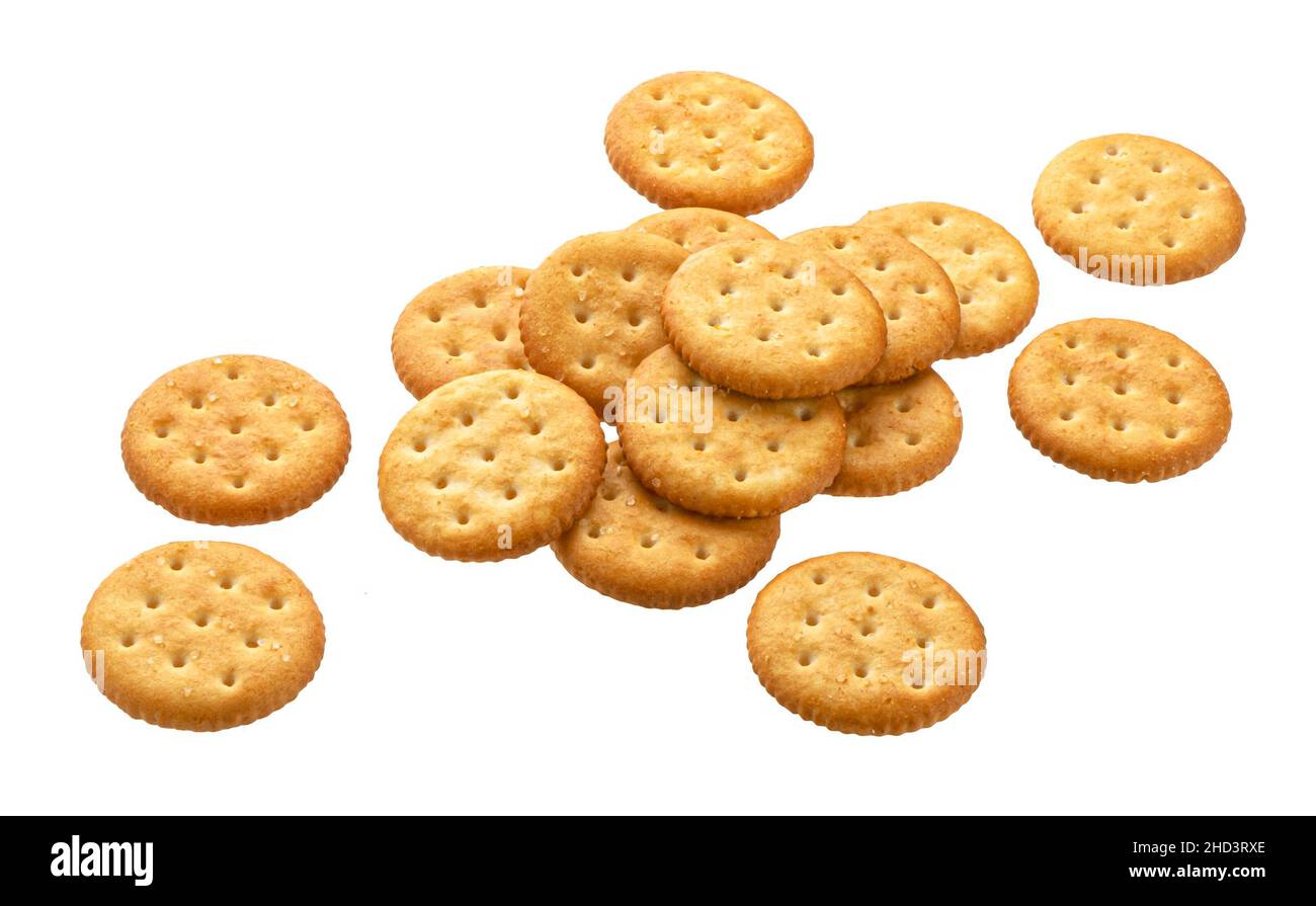 Round cracker isolated on white background Stock Photo - Alamy