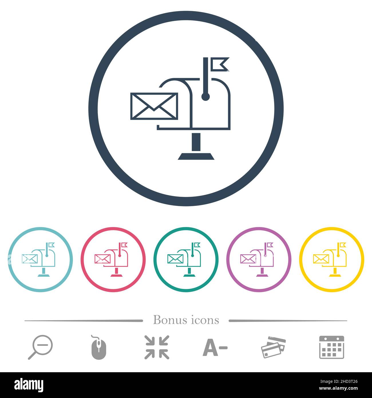 Mail received outline flat color icons in round outlines. 6 bonus icons ...