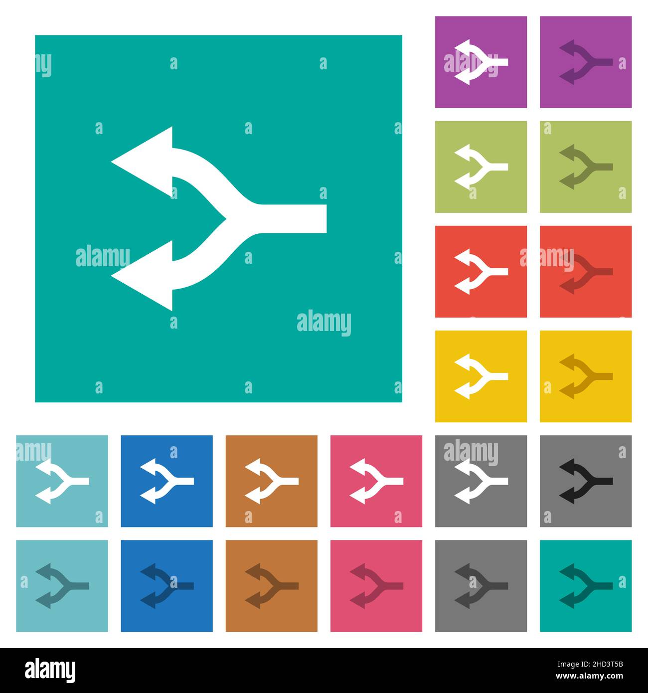 Split arrows left multi colored flat icons on plain square backgrounds ...