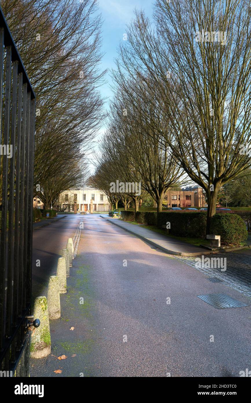 Entrance to Wolfson college, university of Cambridge, England Stock ...
